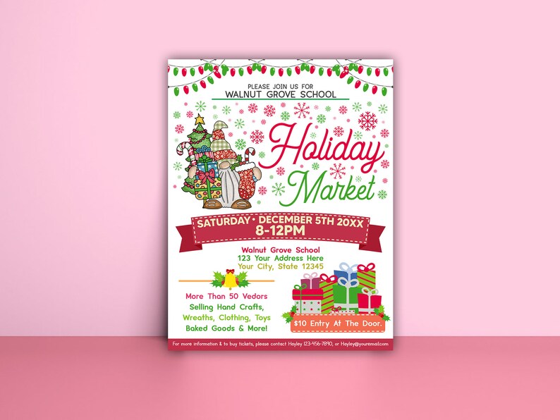 Editable Holiday Market Flyer Template, Community Holiday Event, Church ...