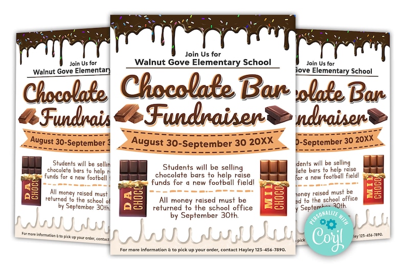 Chocolate Fundraiser Flyer Template, School Church Candy Fundraiser ...