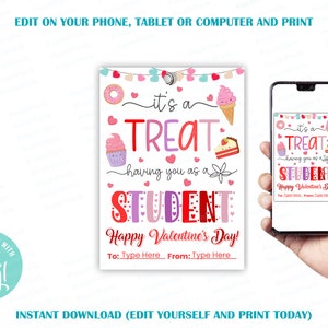 Teacher Valentine's Day Gift Tag, It's A Treat Having You as A Student ...
