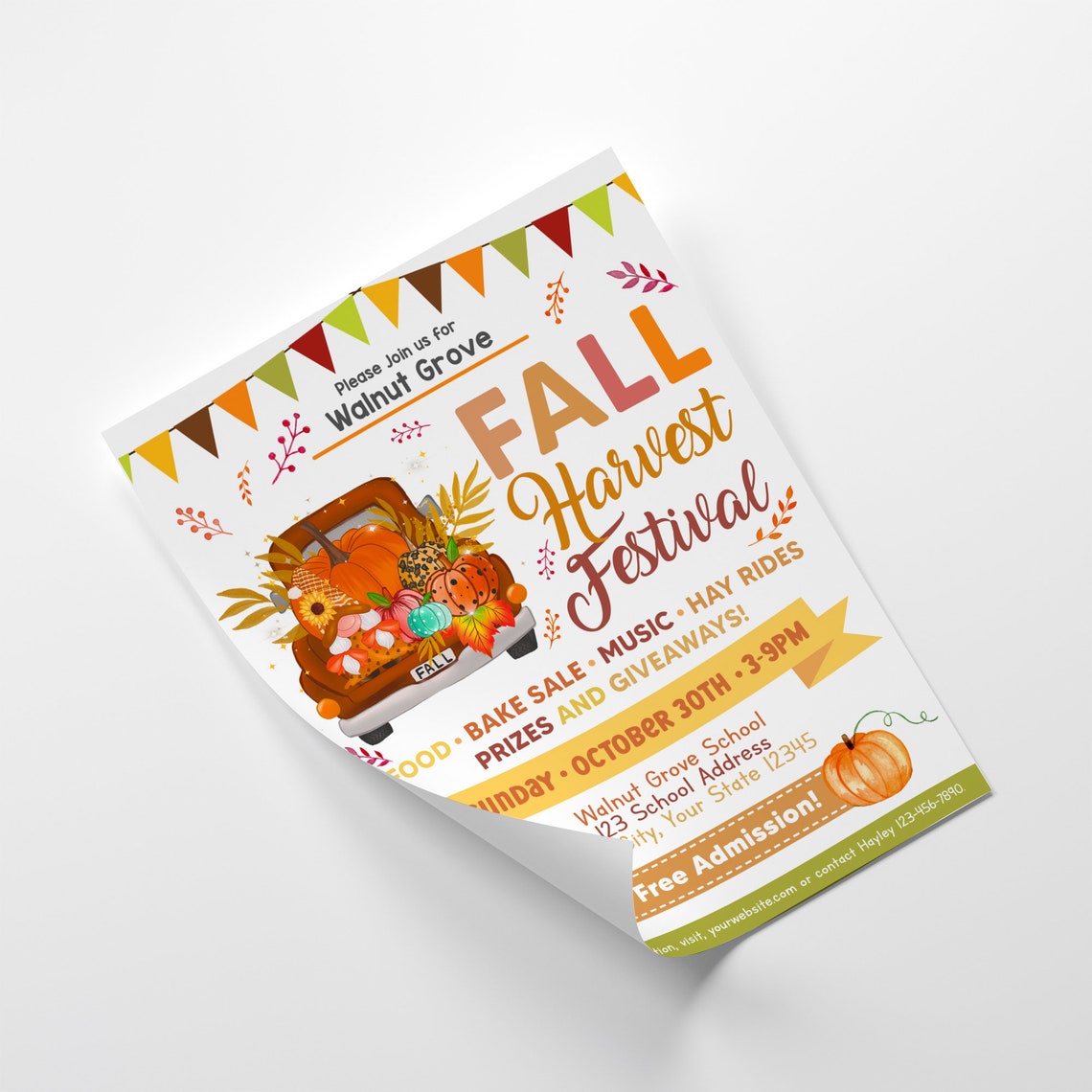 Editable Fall Harvest Festival Flyer, School Church Community Halloween ...