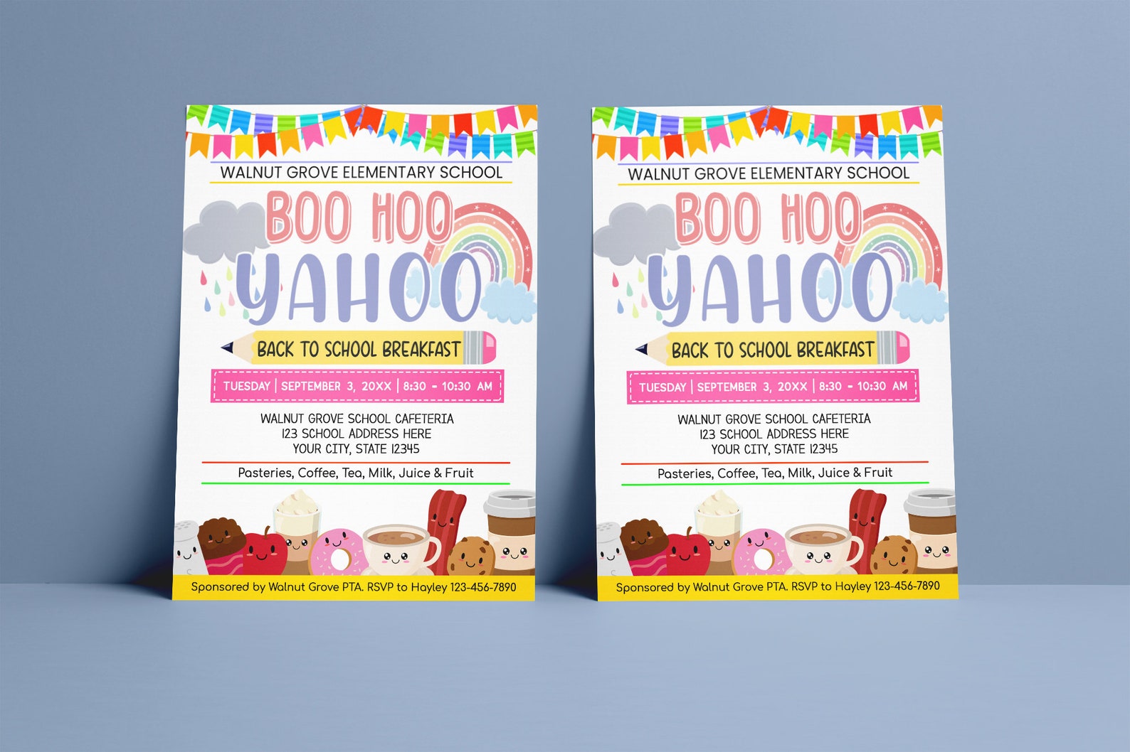 EDITABLE Boo Hoo Yahoo Back to School Breakfast Flyer, PTA PTO ...