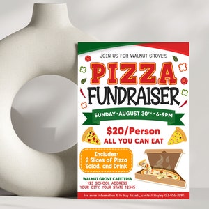 Editable Pizza Fundraiser Flyer Template, School Event Flyer Template ...