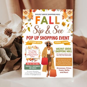 Printable Fall Pop-up Shop Event Flyer Editable Template - Etsy