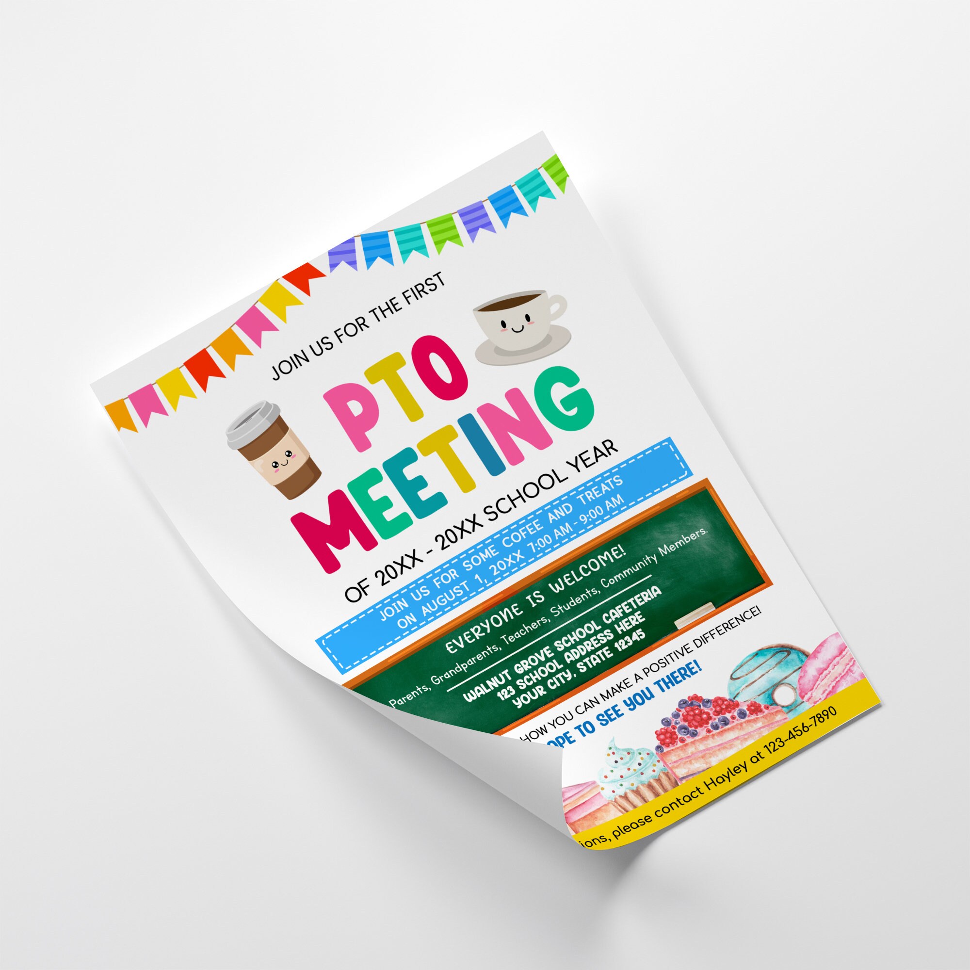 Editable PTO PTA Meeting Flyer Template, Back to School Breakfast ...