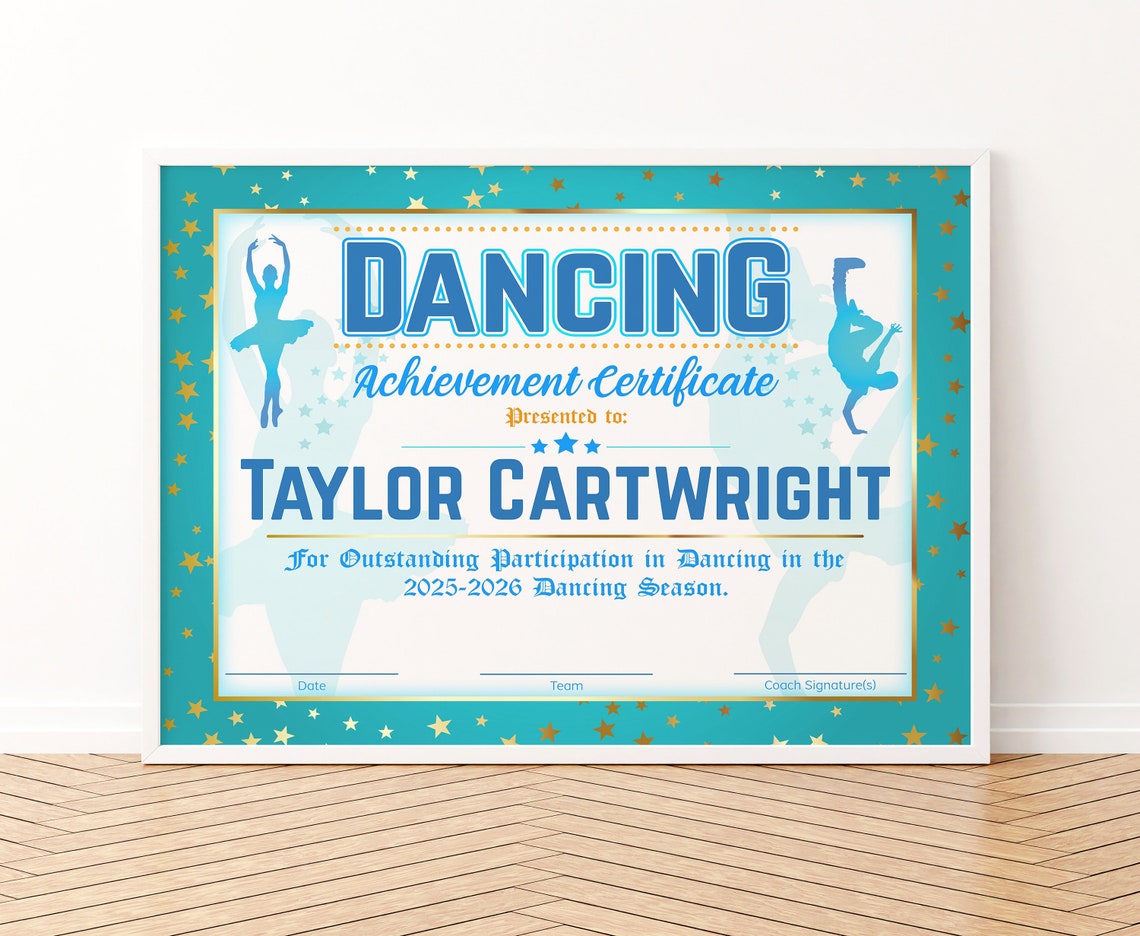 EDITABLE Dancer Certificate Dancing Award Dance Recital | Etsy