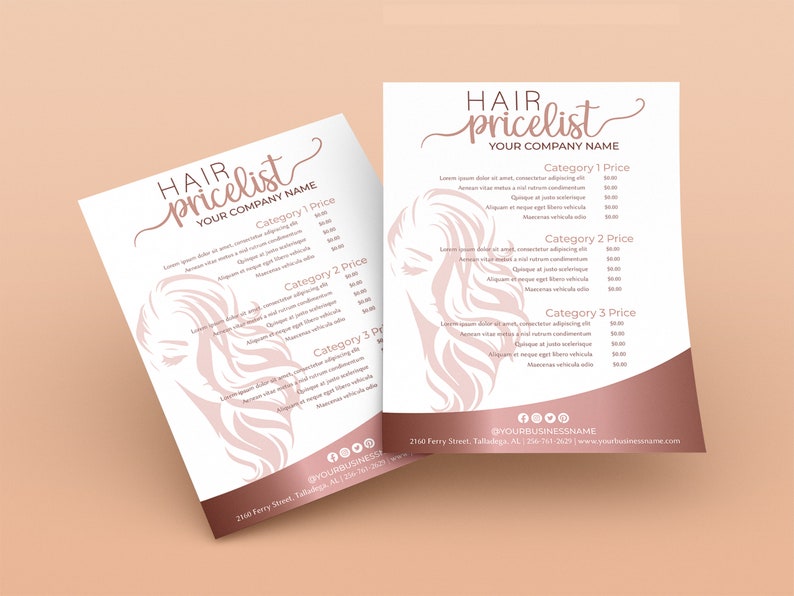 EDITABLE Hair Salon Price List Hair Pricelist Flyer Hair | Etsy