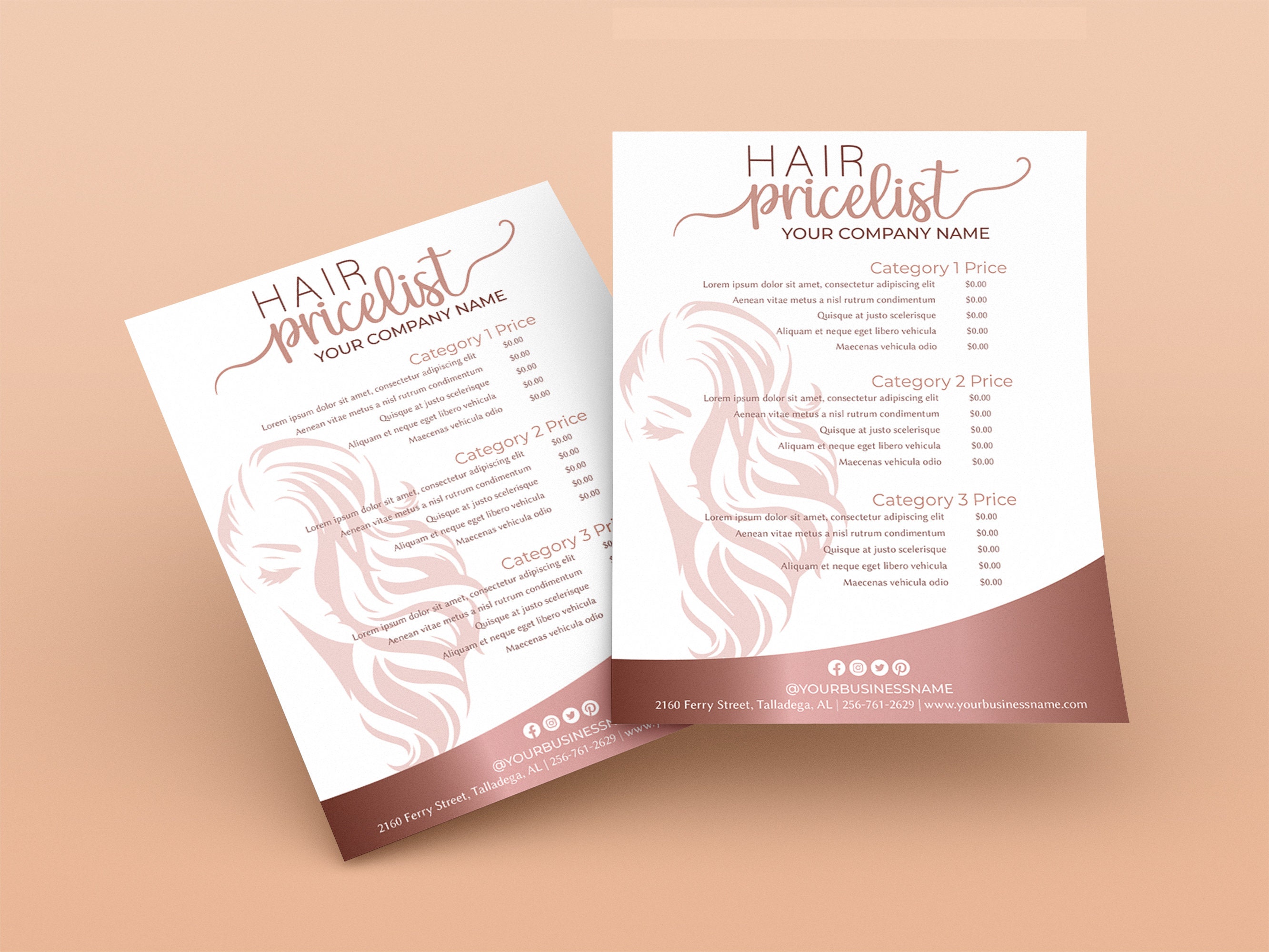 EDITABLE Hair Salon Price List, Hair Pricelist Flyer| Hair Price List ...