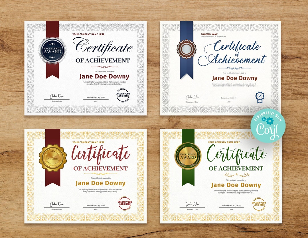 EDITABLE Certificate of Achievement Template BUNDLE, Printable Award ...