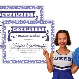 EDITABLE Cheerleading Certificate Template Purple, DIY Cheerleading ...