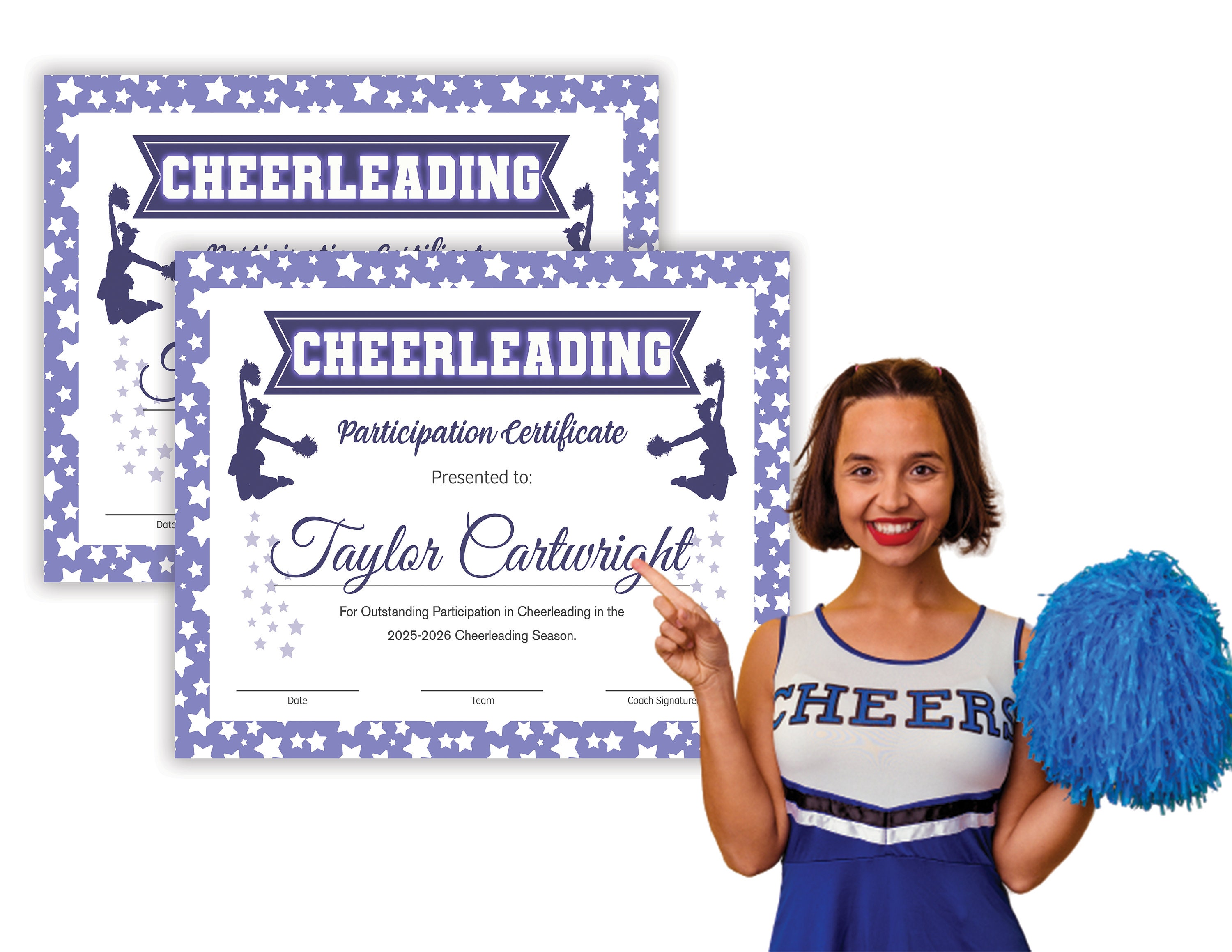 EDITABLE Cheerleading Certificate Template Purple DIY - Etsy