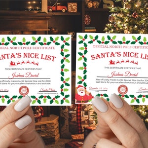 Editable Mini Christmas Nice List Certificate Instant Download ...