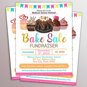 EDITABLE Bake Sale Flyer, Printable , PTO PTA Flyers, School Family ...