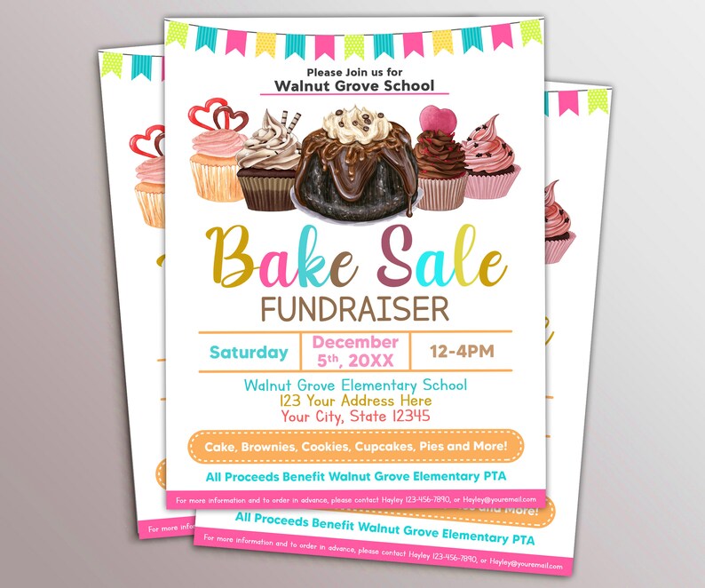 EDITABLE Bake Sale Flyer Printable PTO PTA Flyers School - Etsy