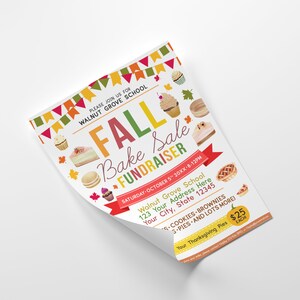 Editable Fall Bake Sale Flyer, Printable Halloween Invite, Community ...