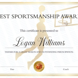 EDITABLE End of Season Basketball Award Certificates, 16 Basketball ...