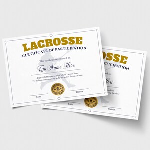 Editable Lacrosse Certificate Template Bundle | Minimalist Lacrosse ...