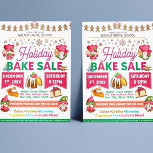 Editable Holiday Bake Sale Flyer, School Fundraiser Event, Christmas ...