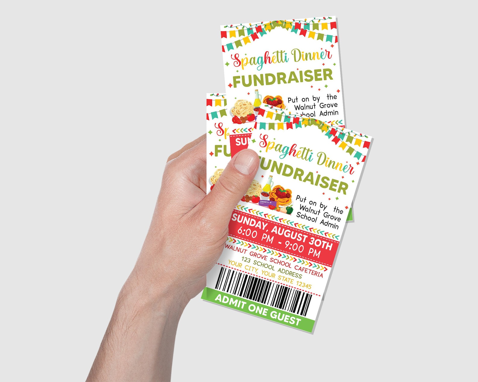Editable Spaghetti Dinner Ticket Template, Italian Pasta Dinner Admit ...
