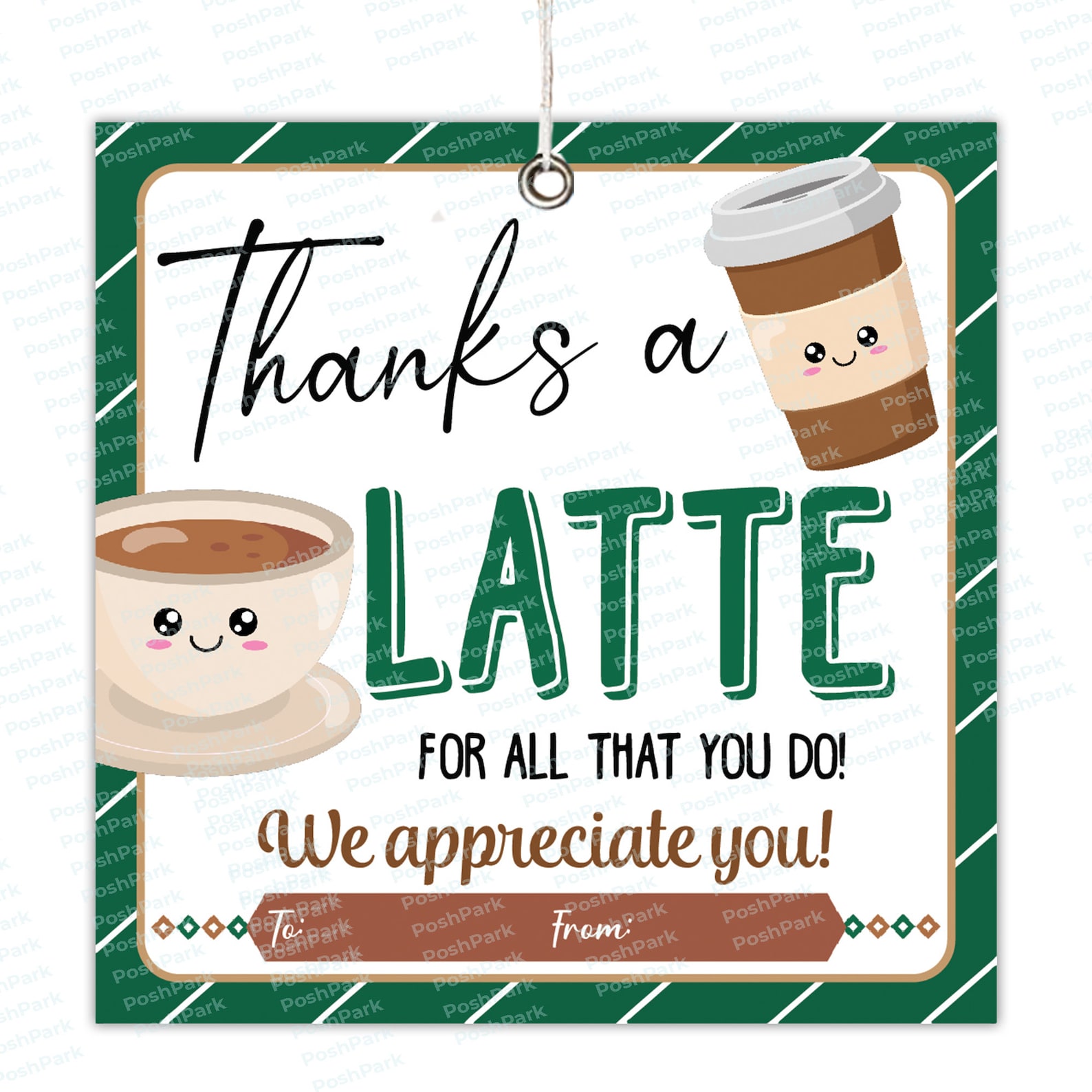 PDF Thanks A Latte Tag Download Staff Appreciation Tags - Etsy