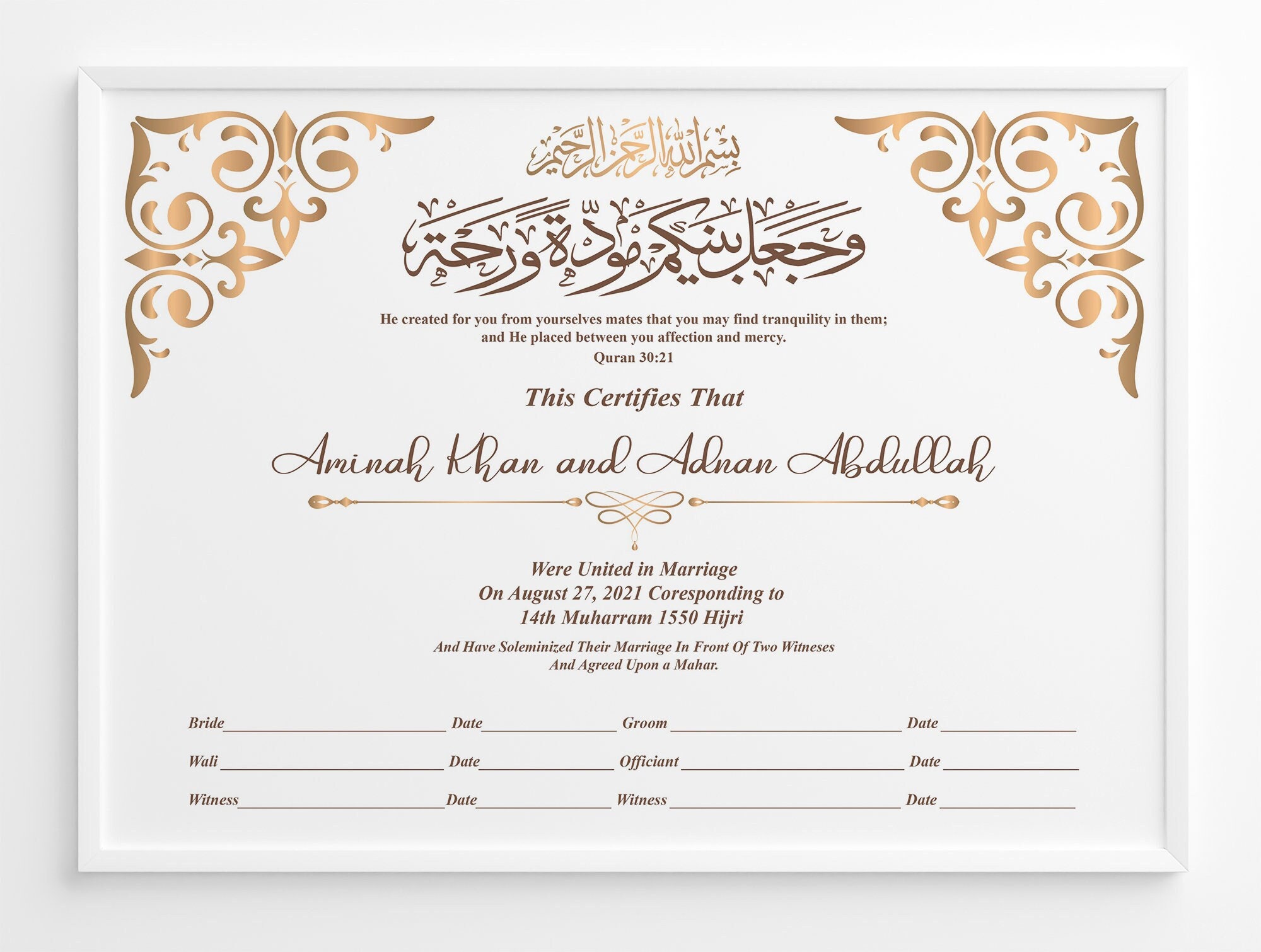 Editable Islamic Marriage Certificate Template, DIY Nikah Template ...