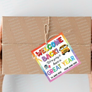 EDITABLE Welcome Back to School Gift Tag Template, Colorful First Day ...