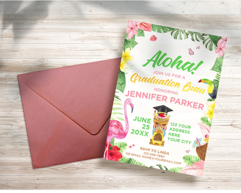 Editable Luau Graduation Party Invitations Luau Graduation - Etsy
