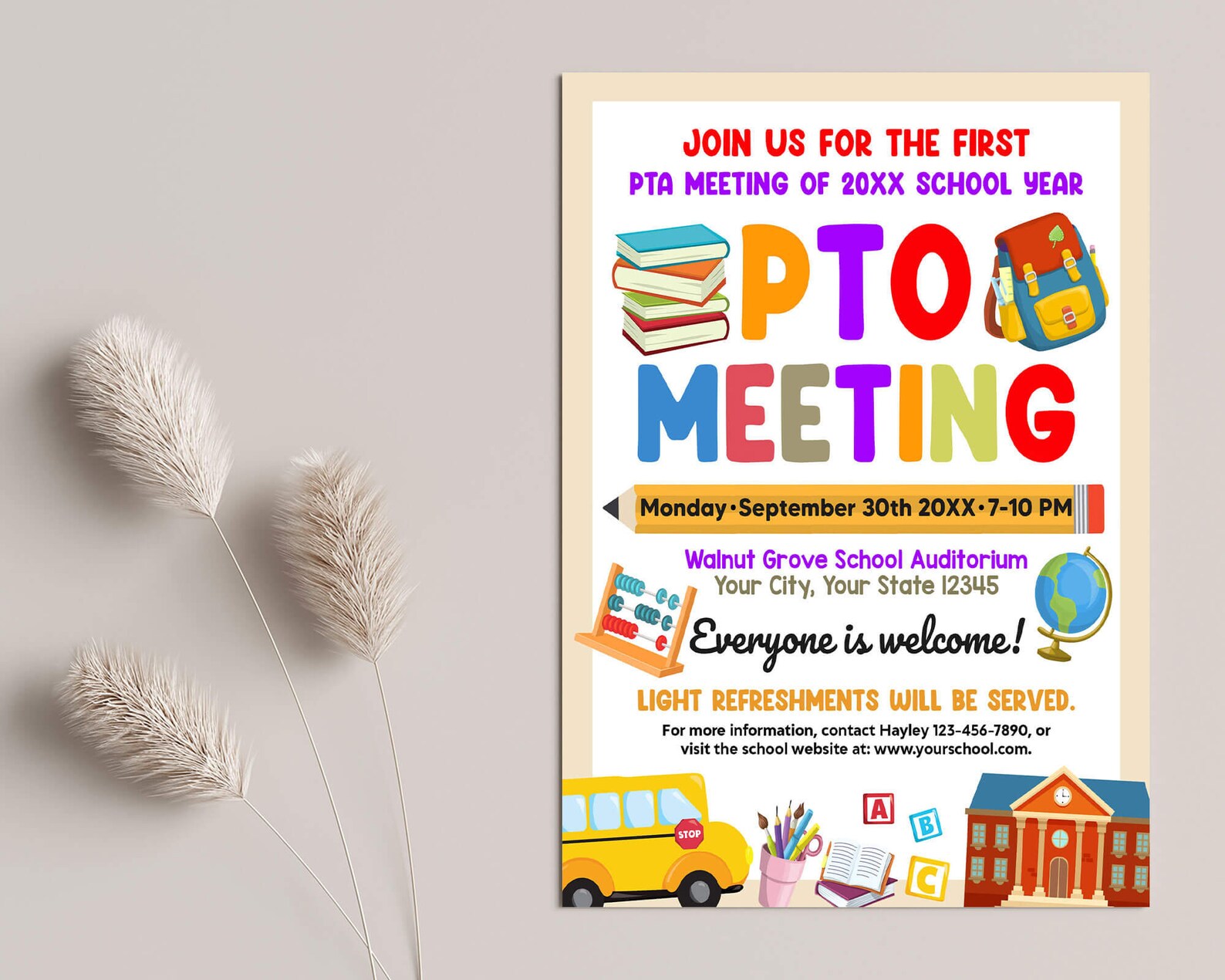 PTO PTA Meeting Template, Back to School Flyer, Editable Coffee Meeting ...