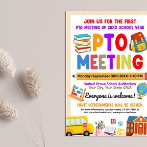 PTO PTA Meeting Template, Back to School Flyer, Editable Coffee Meeting ...