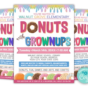 Donuts With Grownups Flyer, Father Mother Parents Grandparents ...