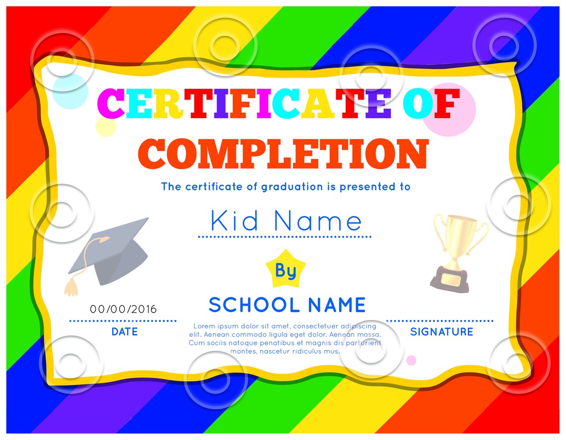 Certificate Completion Template Editable Certificate Etsy