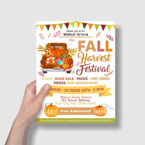 Editable Fall Harvest Festival Flyer, School Church Community Halloween ...