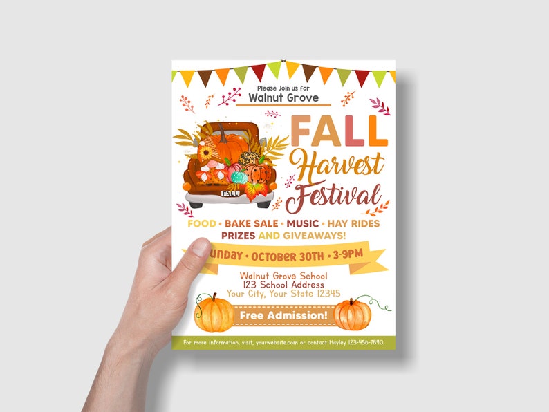 Editable Fall Harvest Festival Flyer, School Church Community Halloween ...