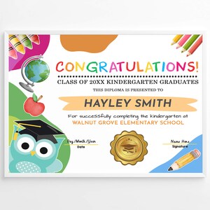 Kindergarten Graduation Certificate, Editable Kindergarten Graduate ...