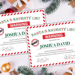 Editable Santa Naughty Nice List Certificate Bundle, Set of 2 Christmas ...