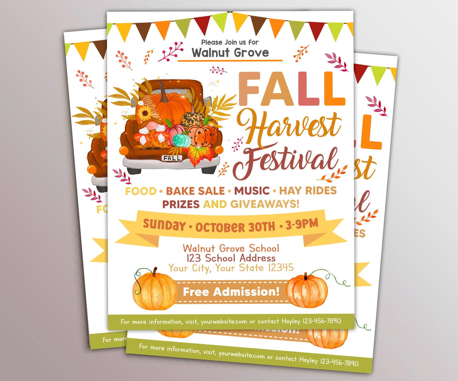 Editable Fall Harvest Festival Flyer School Church Community - Etsy