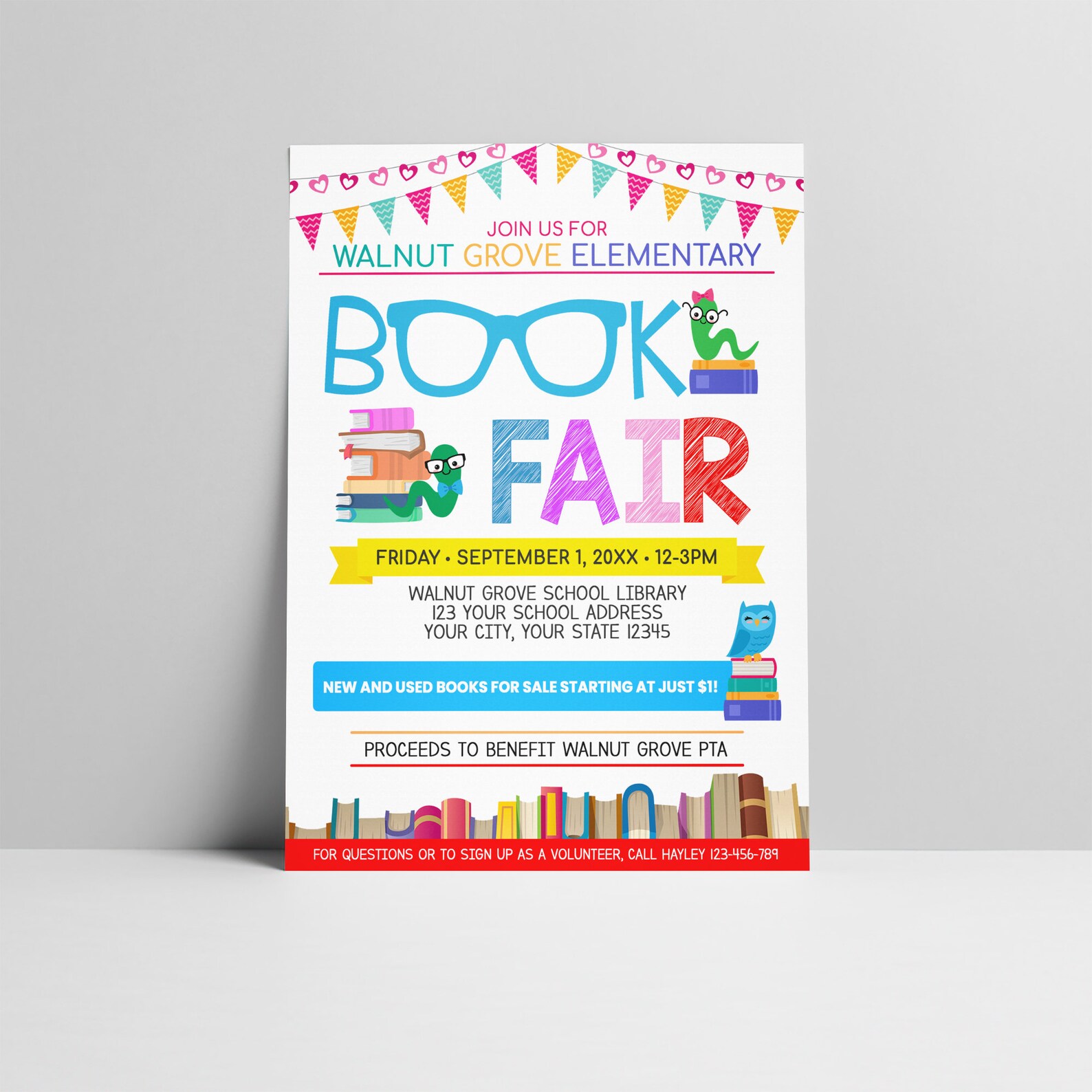 Editable Book Fair Flyer Template Colorful School Fundraiser - Etsy