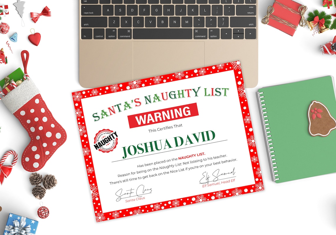 Printable Naughty List Warning Santa Naughty List - Etsy