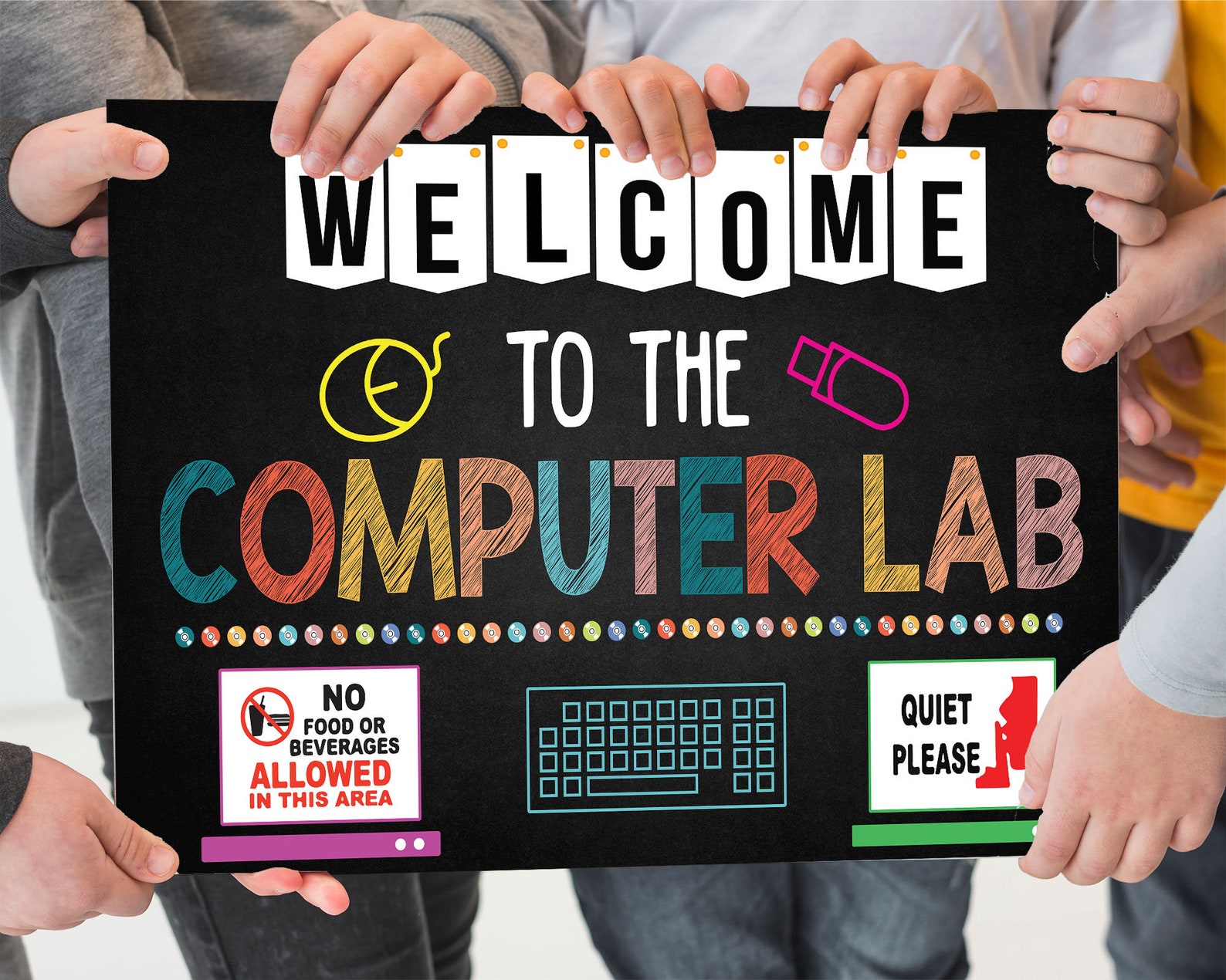 Printable Welcome to the Computer Lab Black PDF School - Etsy