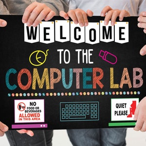 Printable Welcome to the Computer Lab Black, PDF School Computer Lab ...
