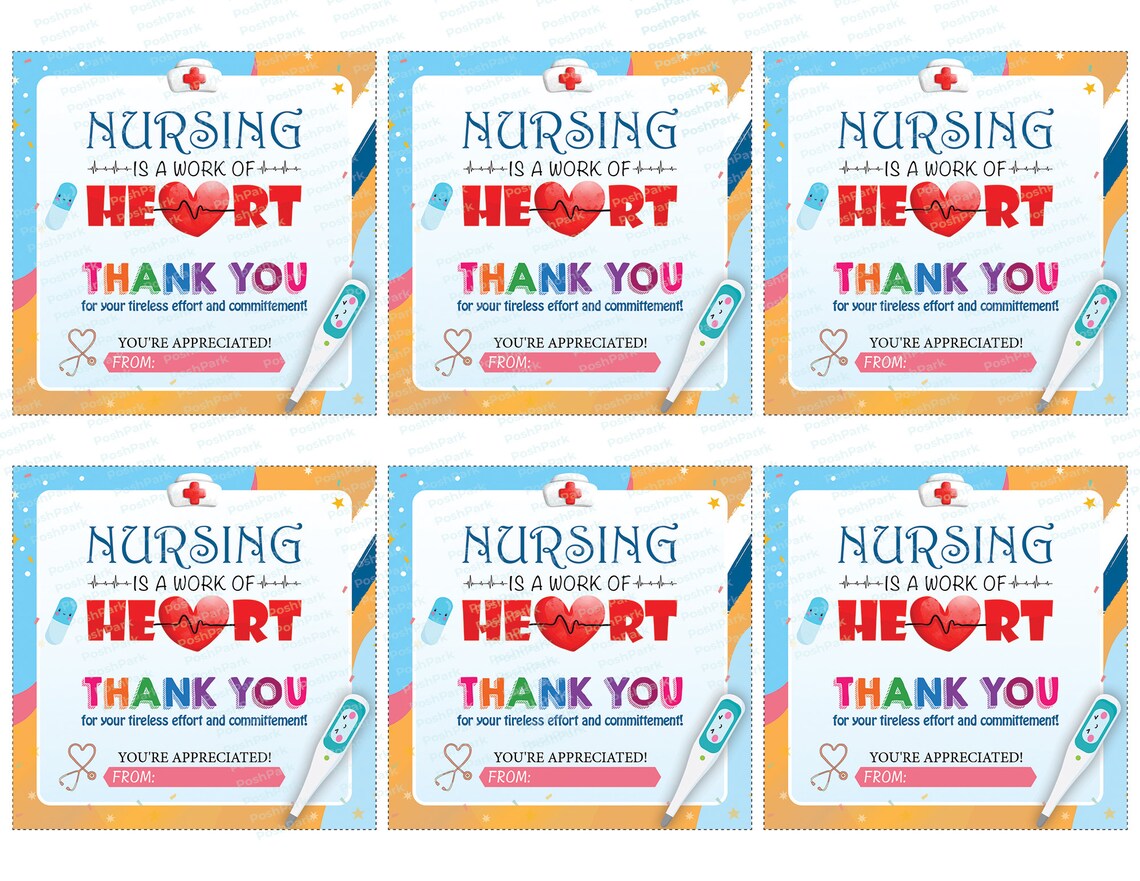 Printable PDF Thank You Nurse Tag, Nurse Appreciation Gift Tag, INSTANT ...