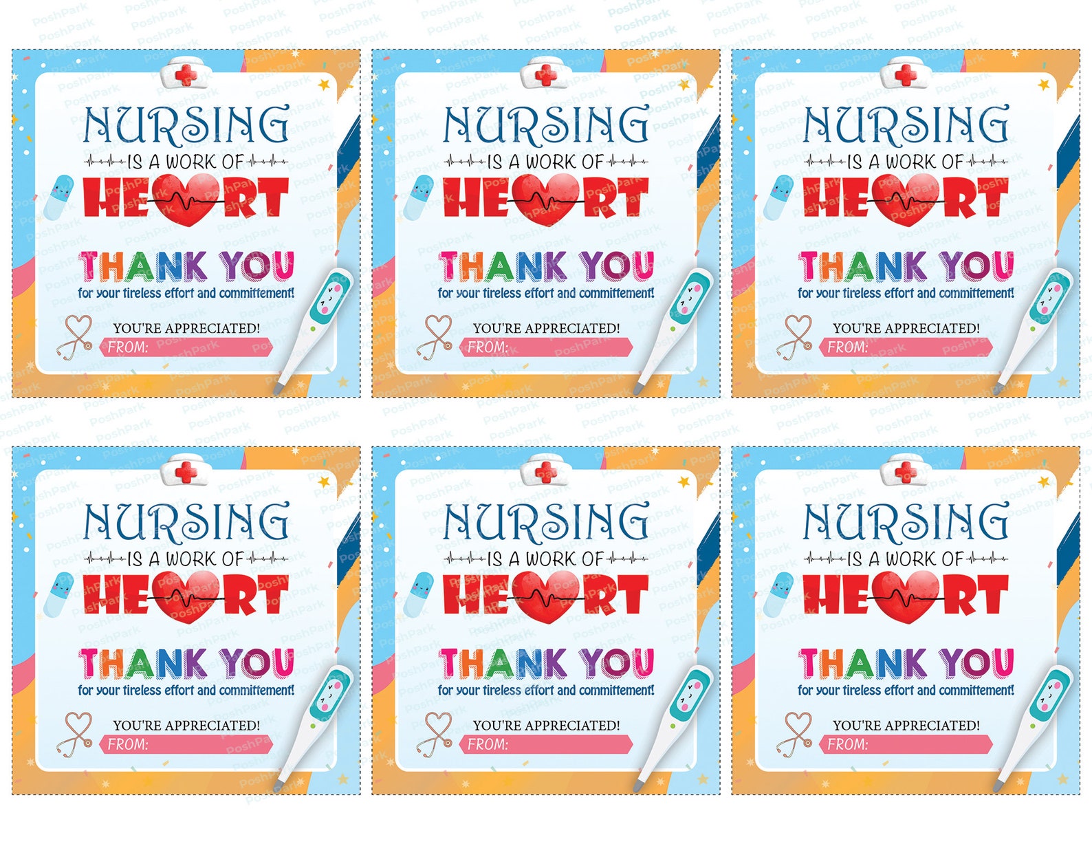 Printable PDF Thank You Nurse Tag, Nurse Appreciation Gift Tag, INSTANT ...