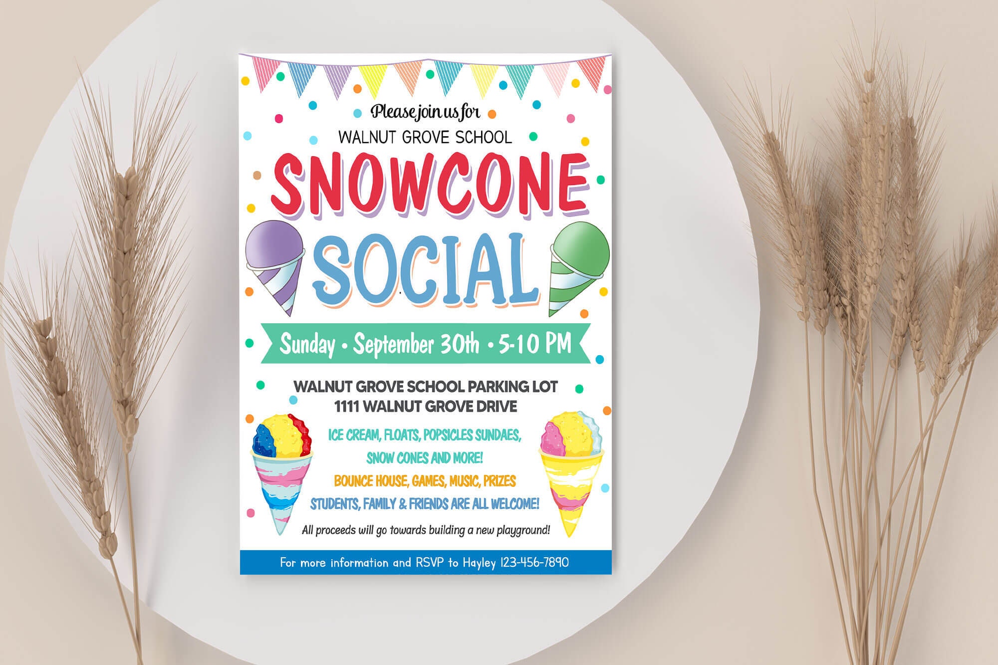 Editable Snow Cone Invitation, End of School Party, Ice Cream Party ...