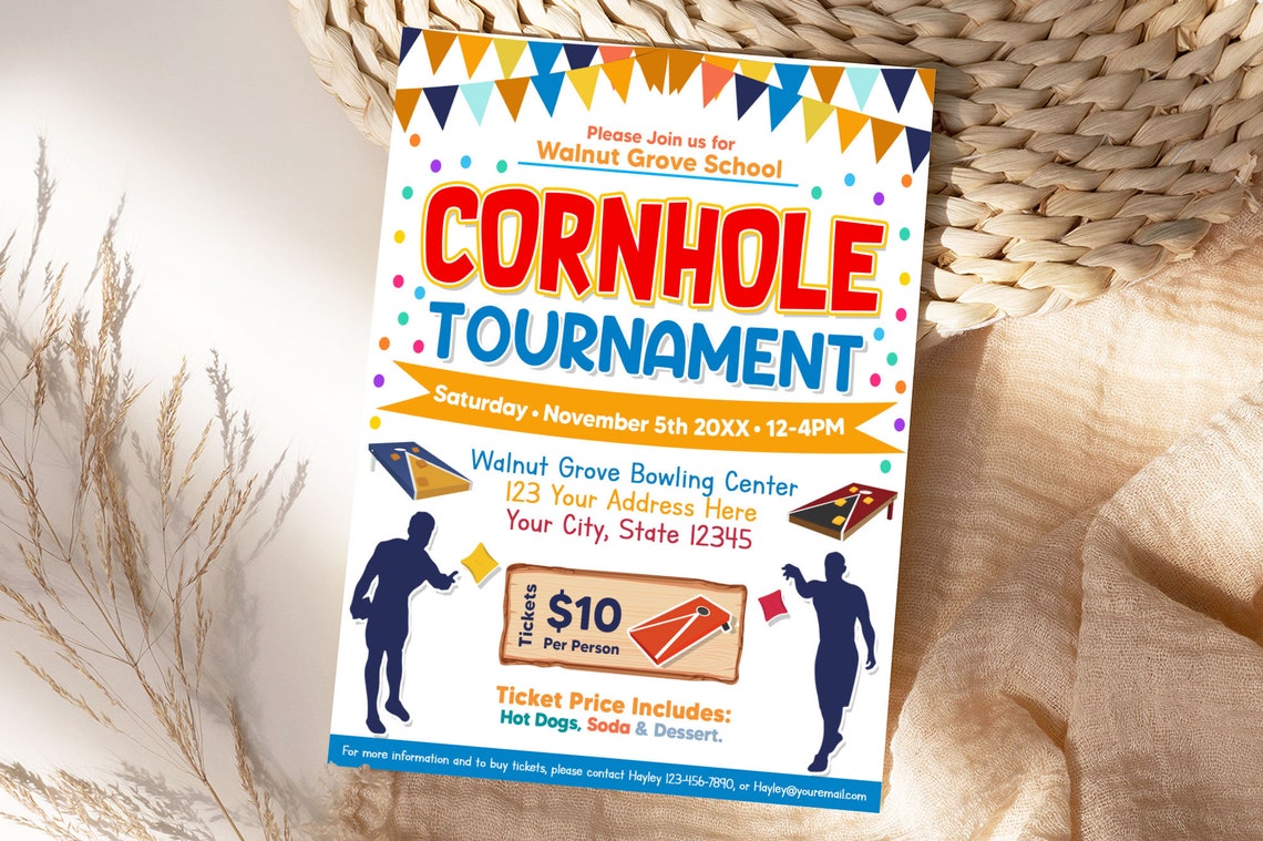 Cornhole Tournament Flyer, Cornhole Flyer Template, Backyard Sports ...