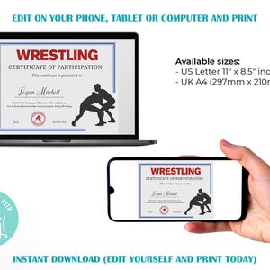 Editable Wrestler Award Certificates Template, Sports Award Ceremony ...