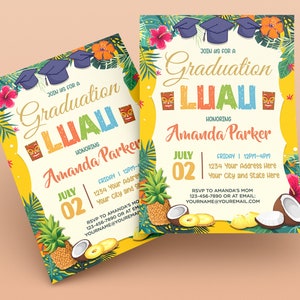 Luau Graduation Invitation Luau Party Invites Tropical | Etsy