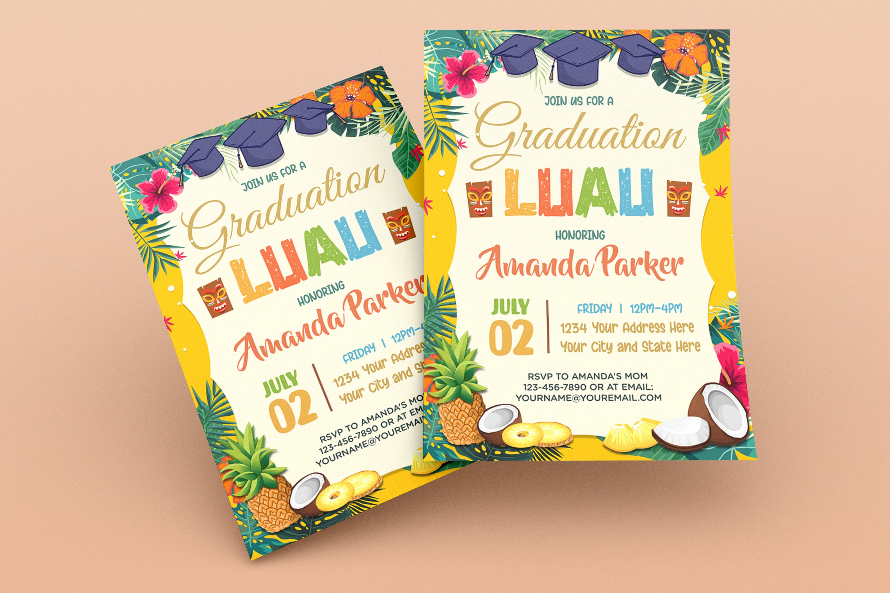 Luau Graduation Invitation Luau Party Invites Tropical | Etsy