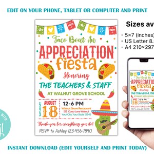 Editable Taco Bout an Appreciation Invitation, Fiesta Appreciate Party ...