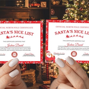Downloadable Mini Christmas Nice List Certificate From Santa, Red White ...