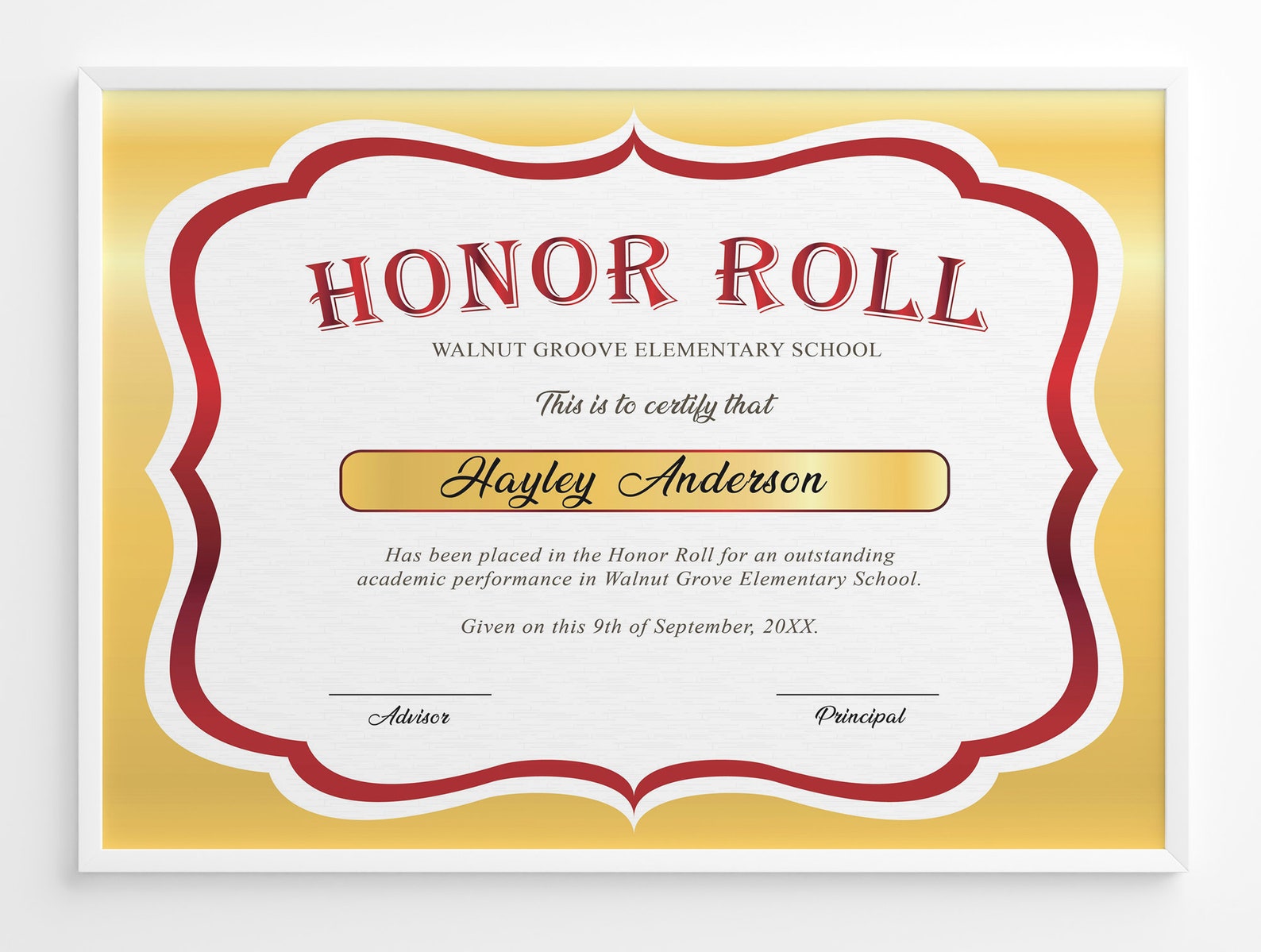 Editable Honor Roll Award Certificate Beige Red School - Etsy