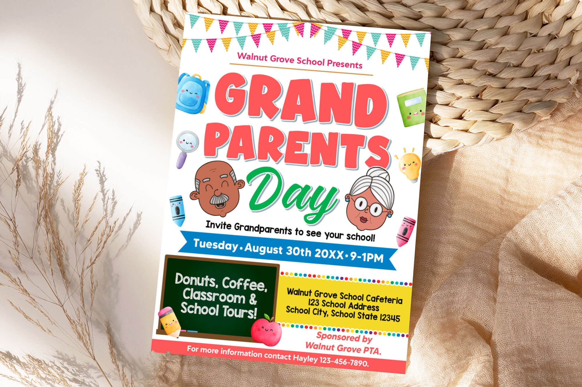 Editable Grandparents Day Flyer, Back to School PTA PTO Fundraiser ...